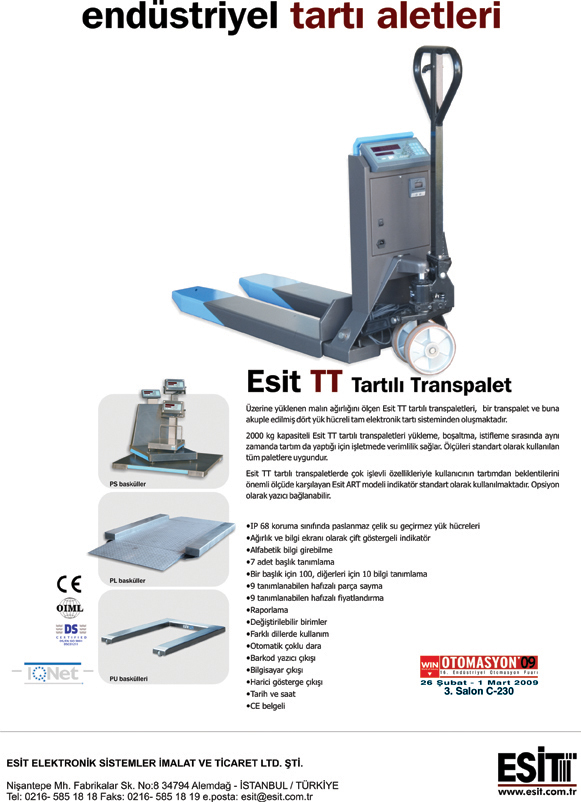 Esit TT tartılı transpalet