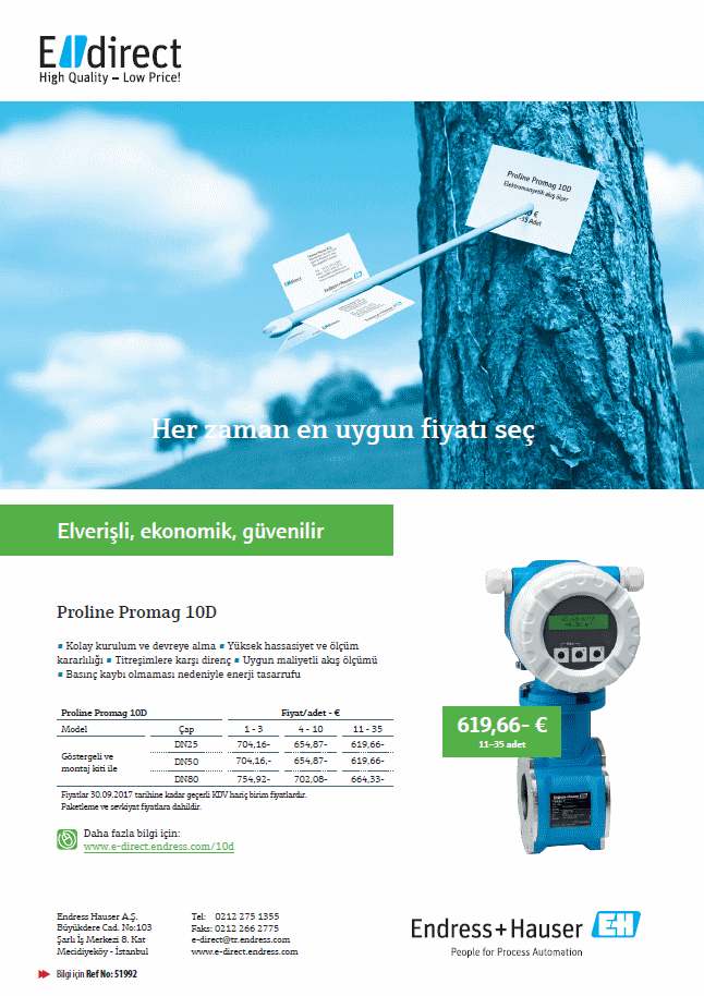 Endress Hauser Proline Promag 10D; Elverişli, ekonomik, güvenilir.