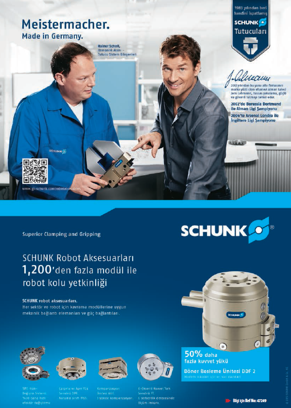 SCHUNK Robot Aksesuarları 1200'den fazla modül ile robot kolu yetkinliği